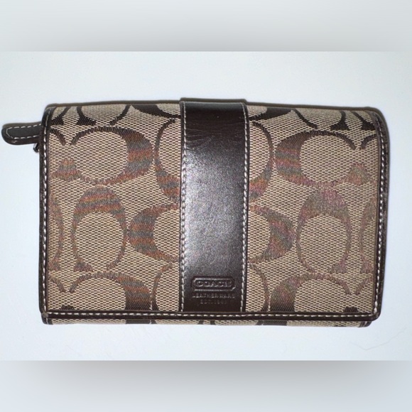 Coach | Bags | Vintage Coach Wallet Leather Canvas Signature Logo ...
